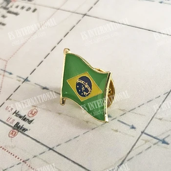 Brazil National Flag Crystal Epoxy Metal Enamel Badge Brooch Collection ...