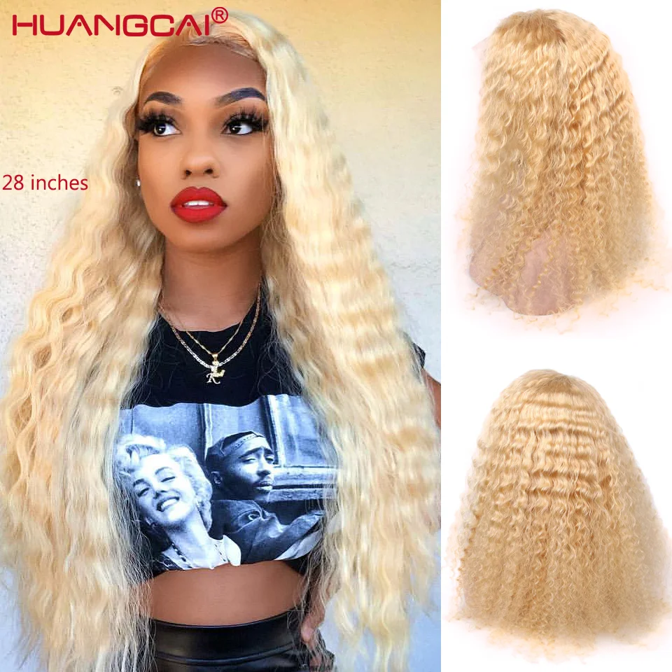 Deep Wave 613 Blonde Lace Front Human Hair Wigs Pre Plucked Brazilian ...