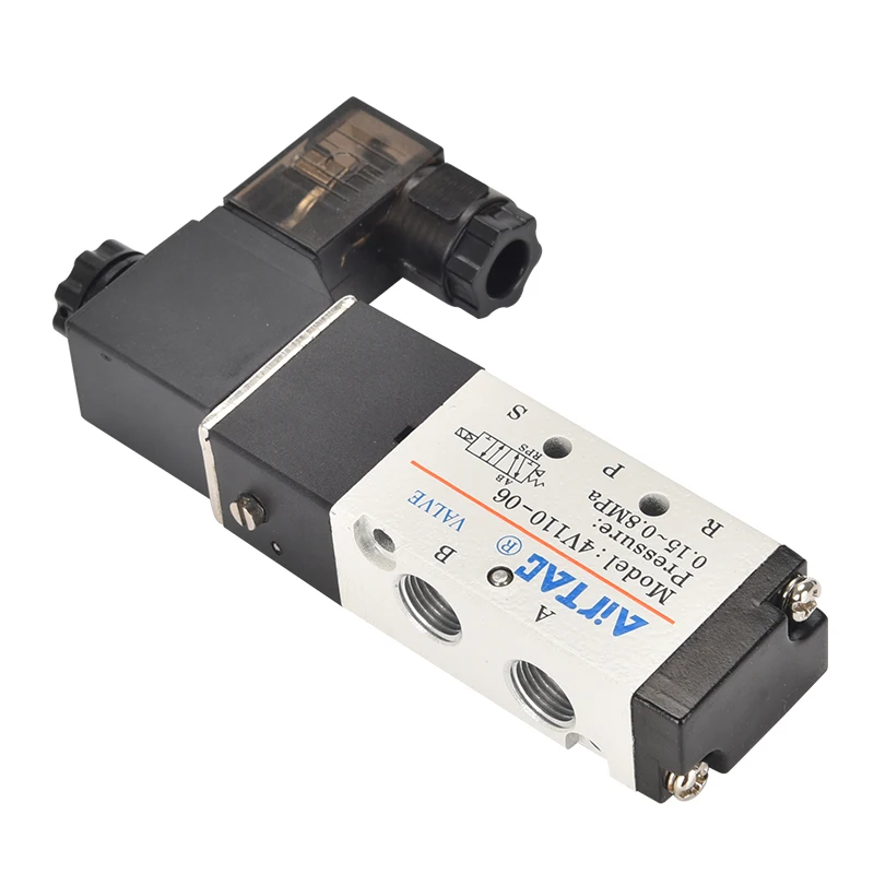 5 way pneumatic solenoid valve 4V110 06 / AC220V 1/8" port Airtac air control valve 0.15~0.8Mpa ...