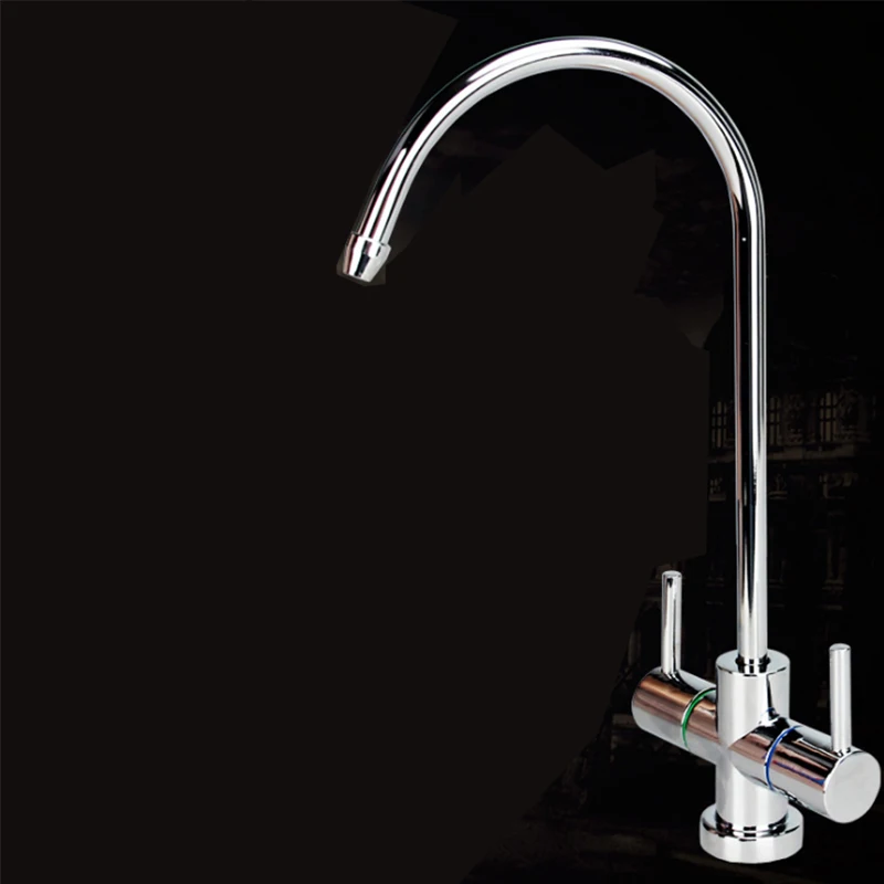 Stainless Steel Double Outlet Faucet Set Water Purifier Tap Kitchen RO ...