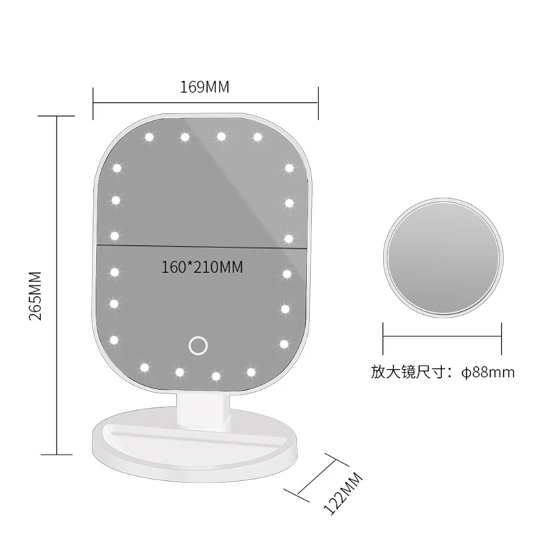 Luxury Makeup Mirror With 20 LED Lights with 10X Magnifying Miroir 180 ...
