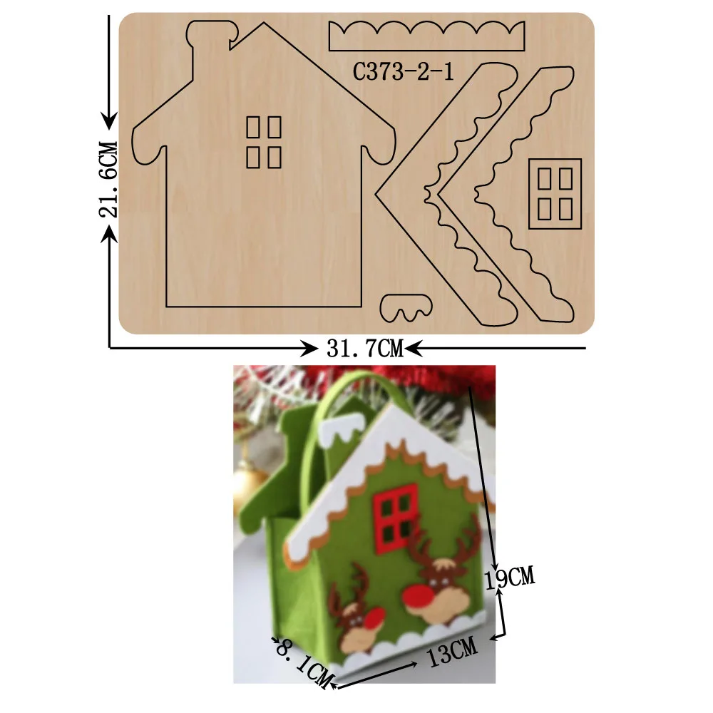 New Christmas, House, Candy Box Wooden Die Scrapbooking C-373-2-1 ...