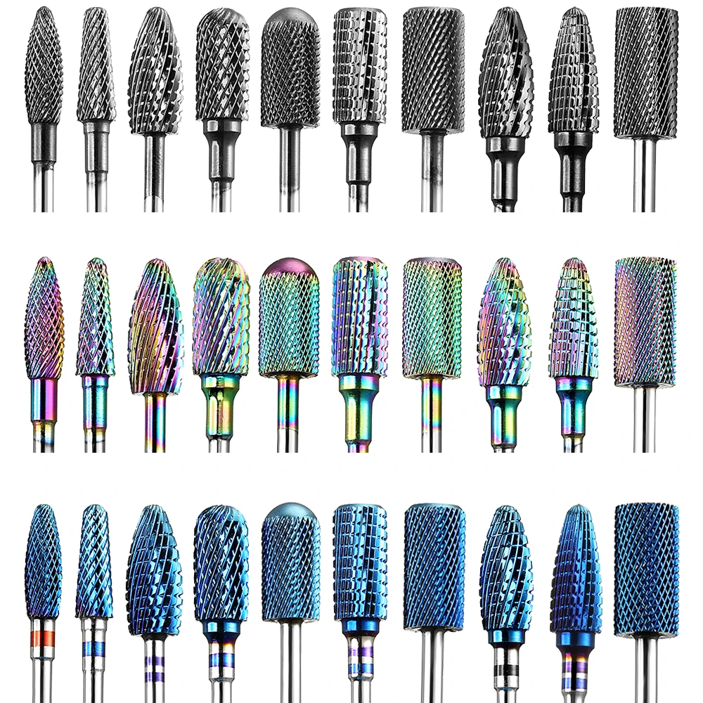 Rainbow Tungsten Carbide Nail Drill Bits Milling Cutter For Manicure ...