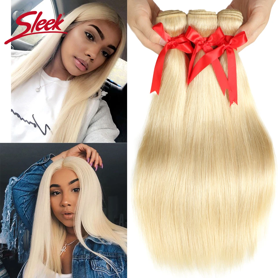 Sleek cabelo liso brasileiro loiro 613 cor, extensão de cabelo humano ...