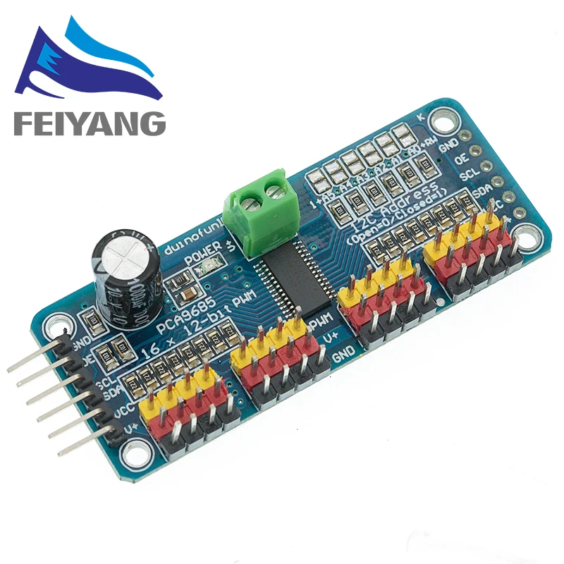 Módulo de escudo para Servo, PWM de 16 canales y 12 bits, interfaz de servo Driver I2C, PCA9685 ...