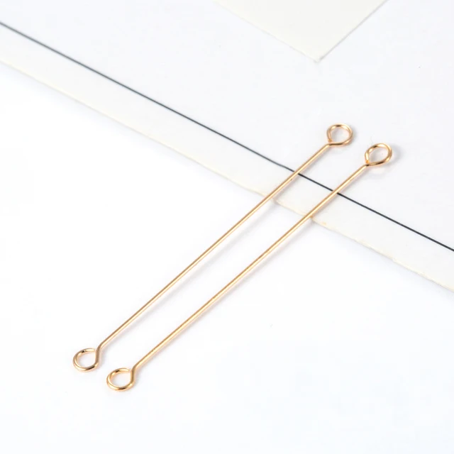 50pcs 20-40mm Stainless Steel Double Eye Pins Earrings Charm Connector ...