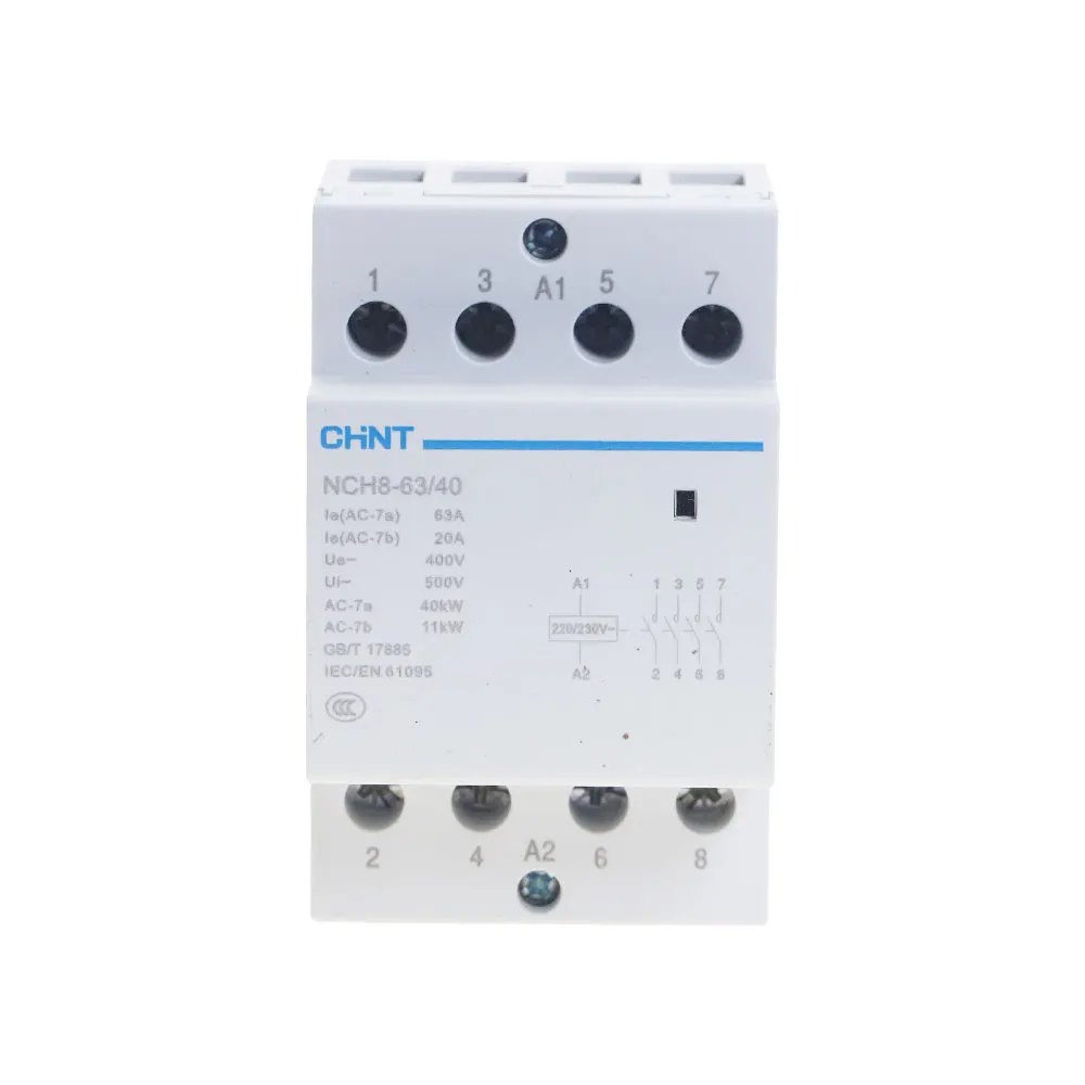 CHNT NCH8-63/40 4 Pole 63A 4NO DIN rail contactor household modular contactors Modular AC Contactor