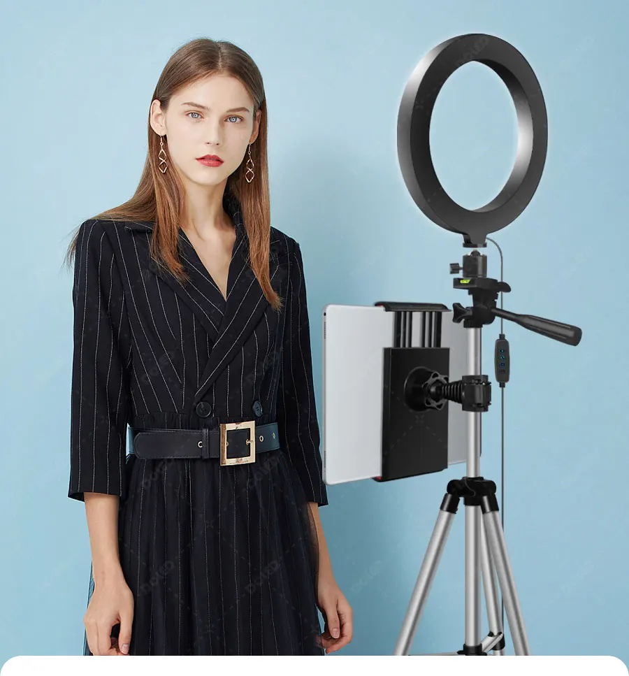 Flash,anneau lumineux LED 6-8 pouces avec trépied, support de tablette, obturateur Bluetooth ...