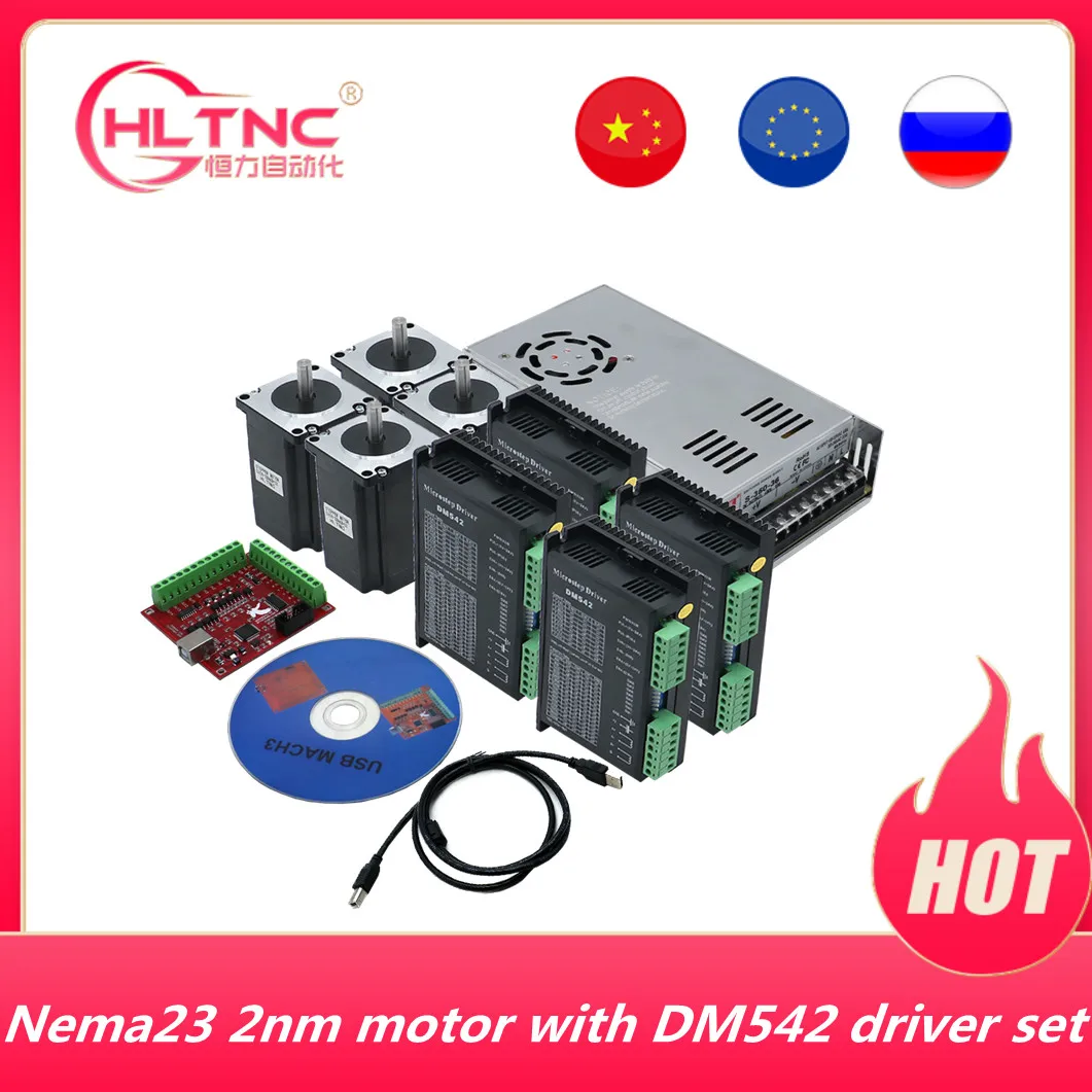 HLTNC-4-Axis-NEMA23-57HS76-2Nm-Stepper-Motor-Kit-DM542-Driver-Mach3 ...