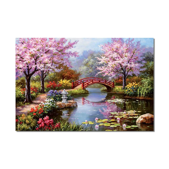 Canvas Paintings River Bank Scenery Wall Art Modern Landscape Posters ...