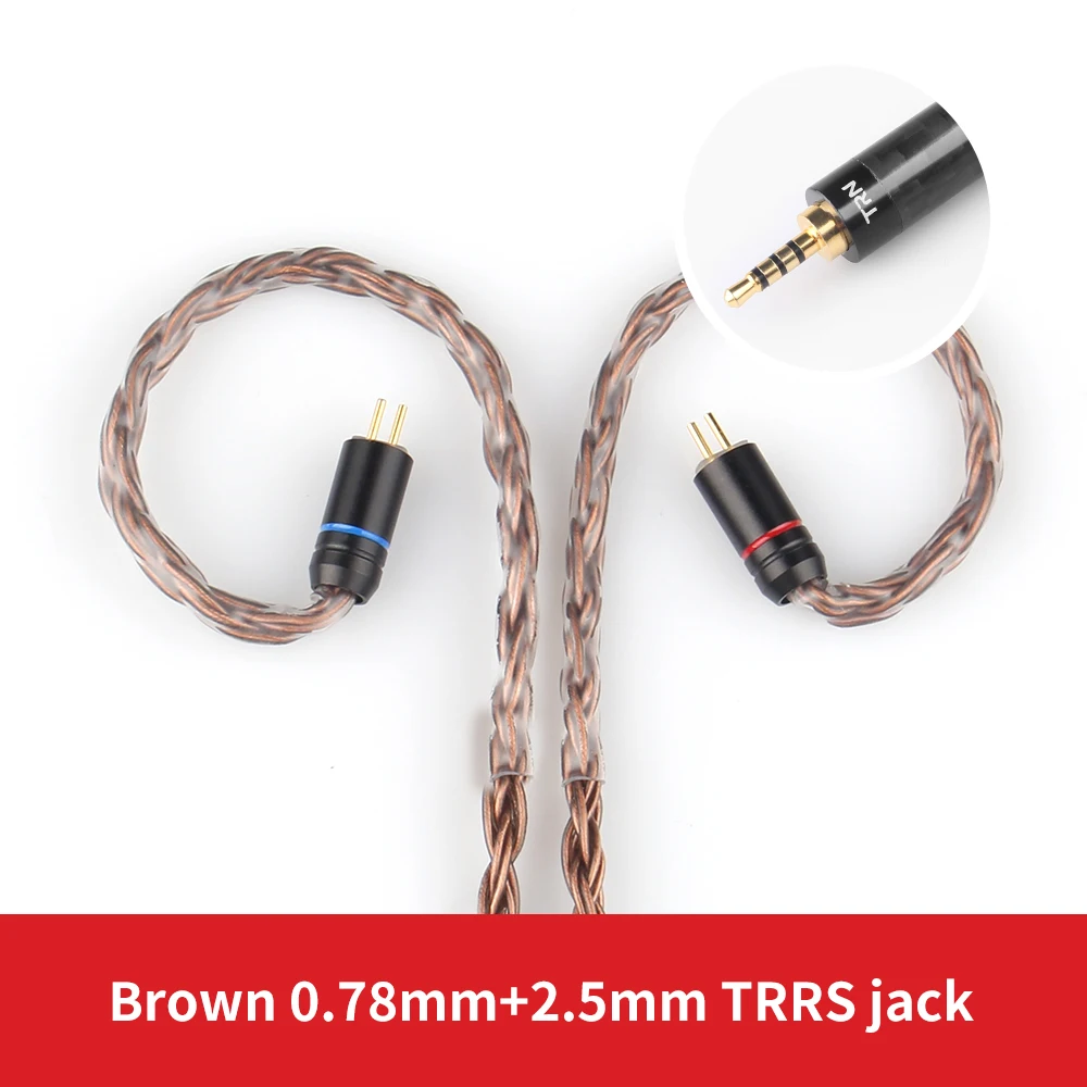 TRN T2 16 Core Silver Plated HIFI Upgrade Cable Gray\Black\Brown MMCX/2Pin Connector For TRN V80 ...