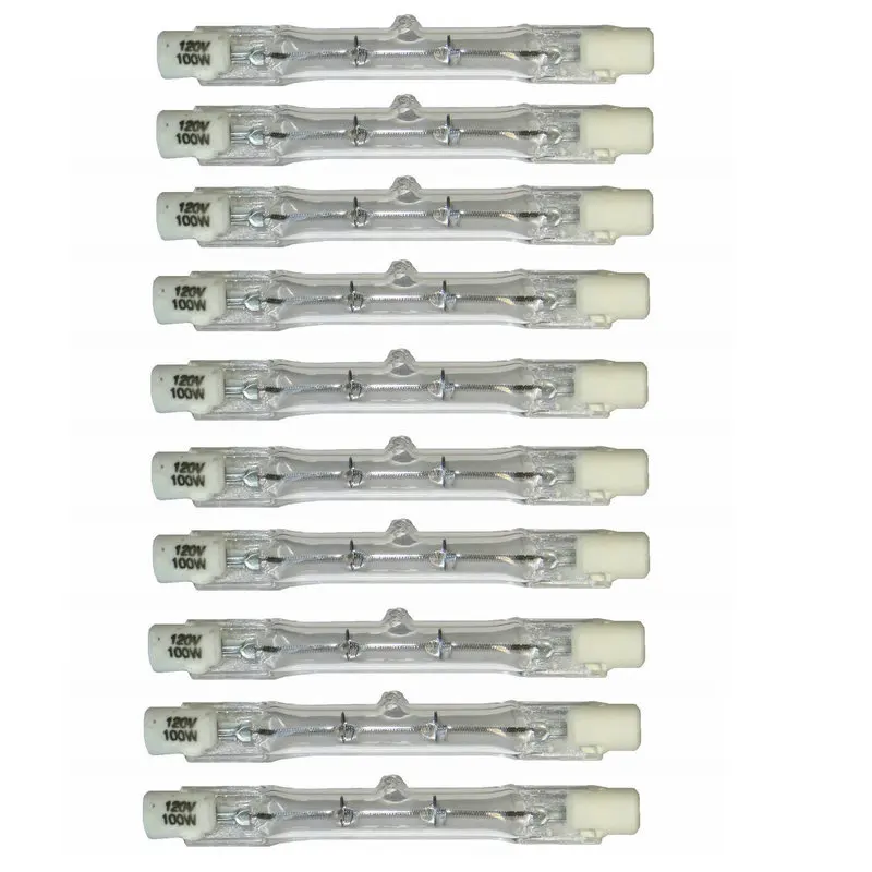 10pcs Glass Tube Halogen Light Bulb 110~120V 100W 100 Watt J Type T3 ...