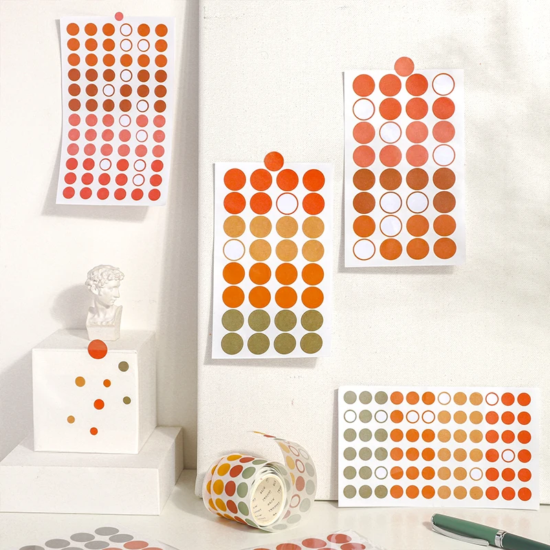 200 Pcs in 3 Sheets Round Dot Stickers Multicolor Circle Dot Labels for ...
