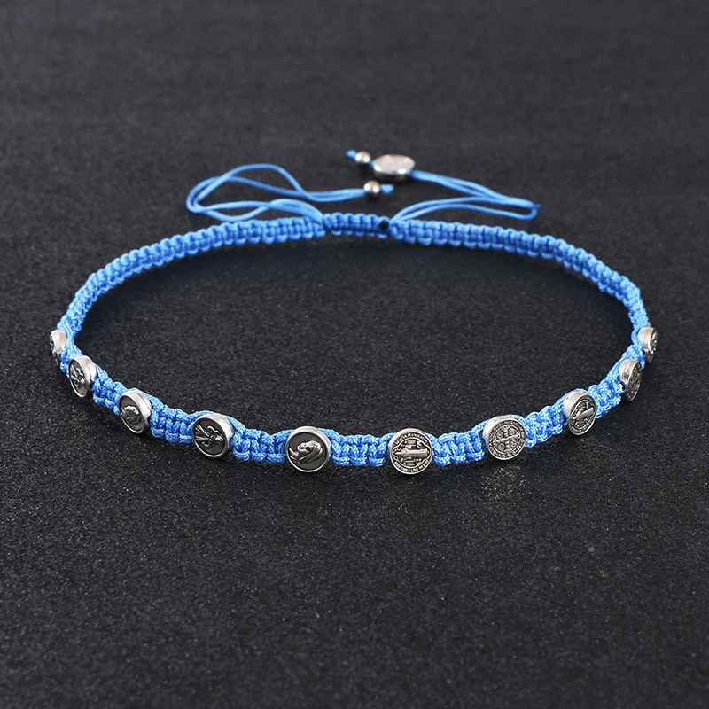 KOMi Handmade 2 styles Christ Weave Beads Braided Rosary Necklaces ...