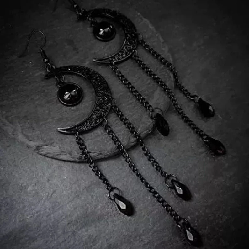 Gothic Dark Moon Earrings Crescent Punk Horror Magick Spooky Witch ...