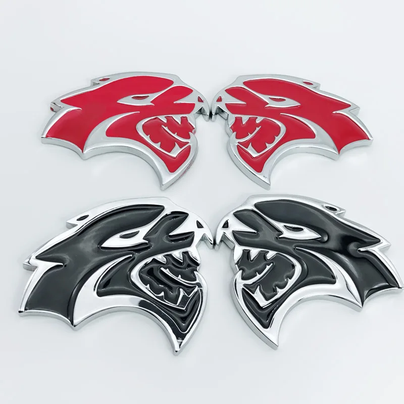 2pcs metal Hellcat SRT Emblem Car Sticker Front Fender Badge Door Metal ...