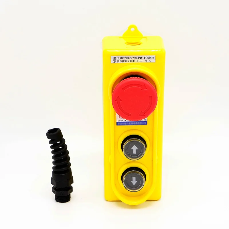 One Speed Control Hoist Crane Push Button 2 Pushbuttons Pendant Control Station With Emergency ...