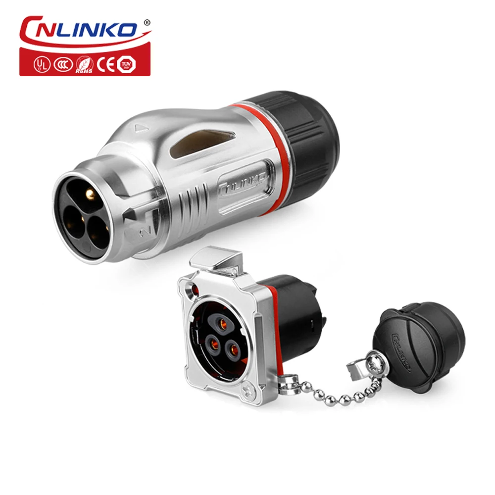 CNLinko 3 Pin Metal Connector Outdoor Wire Connector AC/DC Jack Plug ...