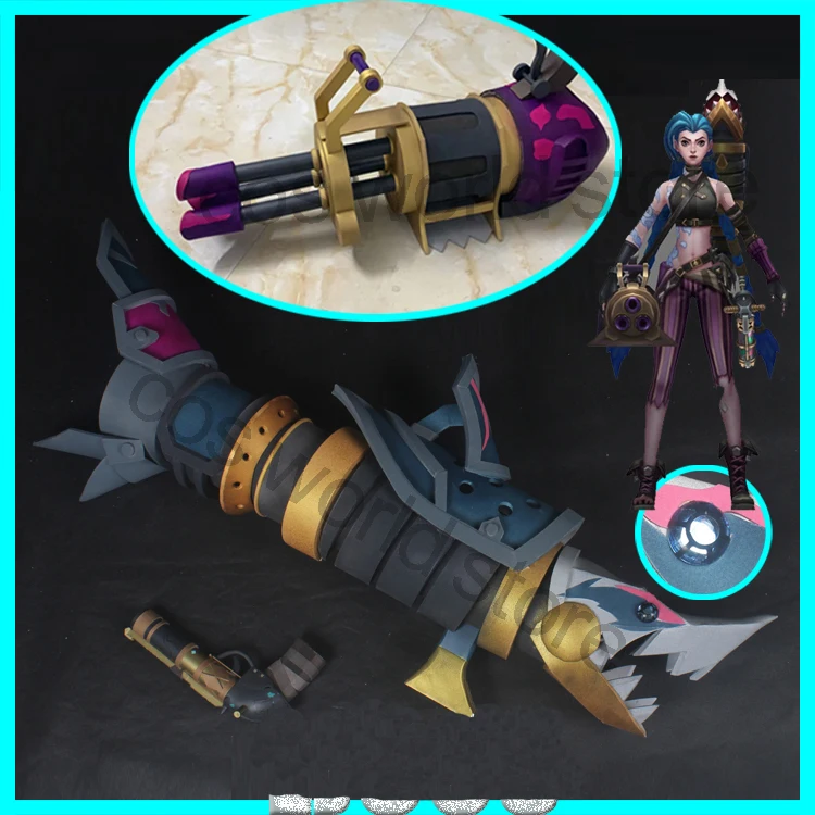 LOL Arcane Jinx Cosplay Shark Bone Rocket Props Role Play Shark Bone ...