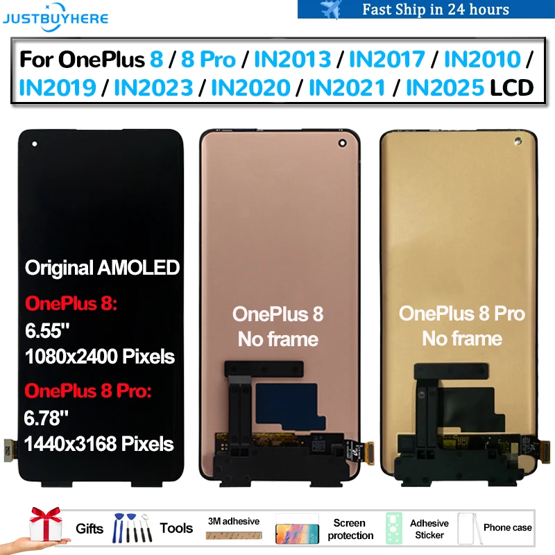 Original AMOLED For OnePlus 8 8 Pro IN2013 IN2017 IN2023 Pantalla lcd Display Touch Panel Screen ...
