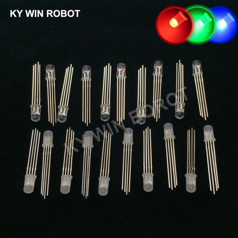 10pcs 5mm RGB LED Diode 4pins Common Anode/Cathode Tri-Color Emitting ...