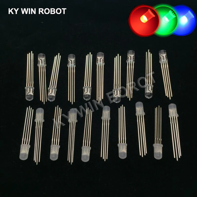 10pcs 5mm Rgb Led Diode 4pins Common Anode/cathode Tri-color Emitting ...