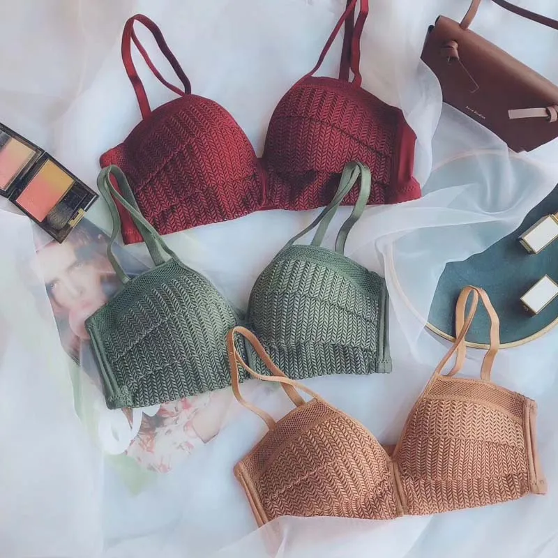 Tizhan Pleated Bralette for Women 4 Colors Push Up Lingerie Small Thin ...