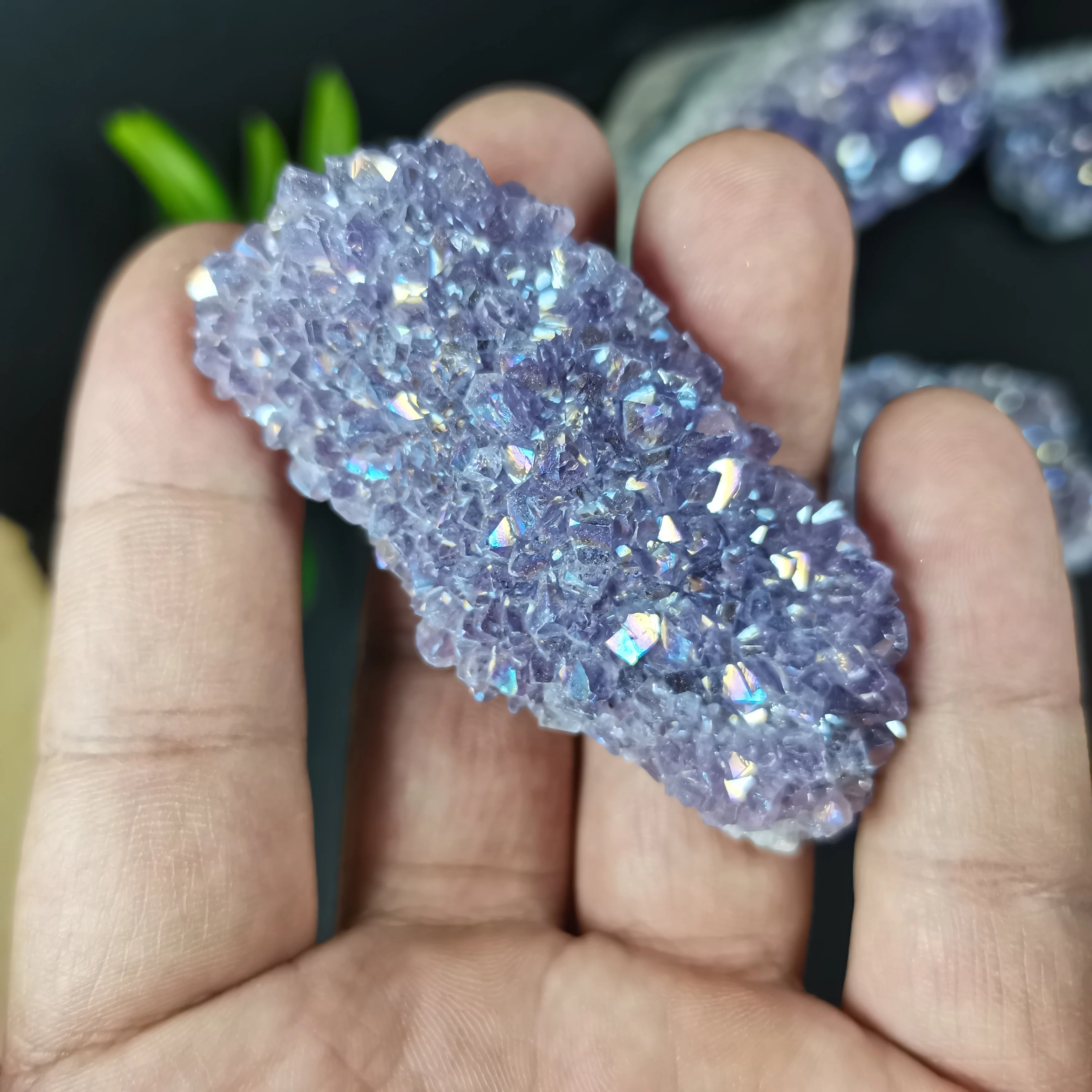 Natural-Aura-Angel-Amethyst-Crystal-cluster-Plating-Titanium-coating ...