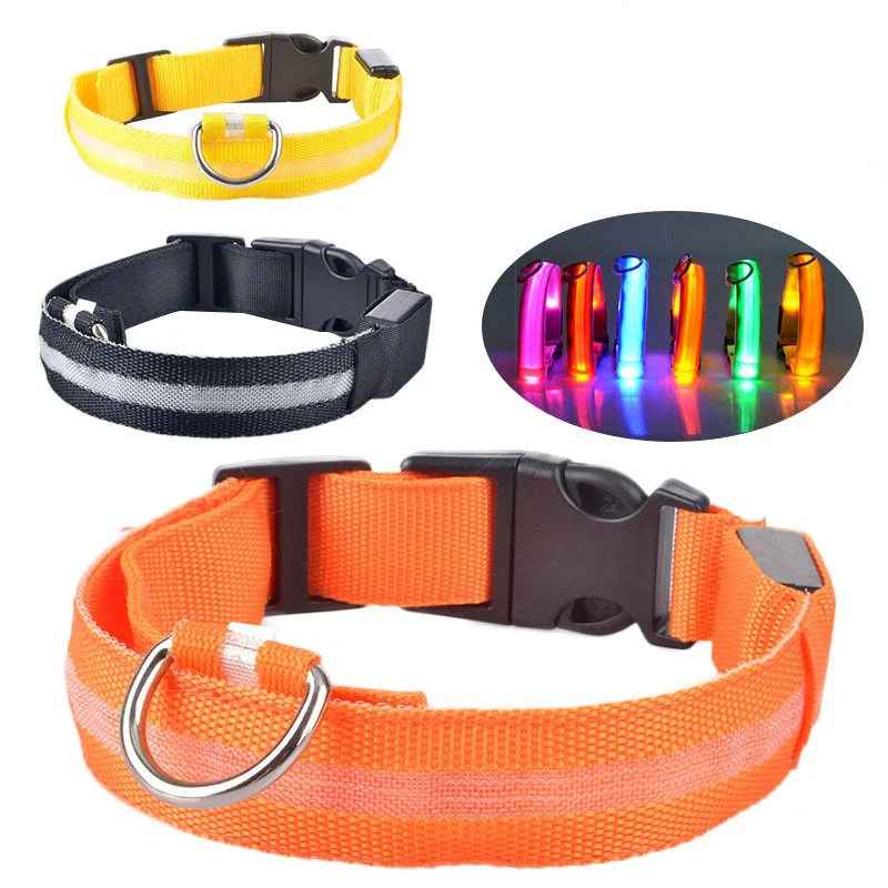 USB Charging Led Dog Collar Flashing Glowing Light Dog Collars Nylon ...