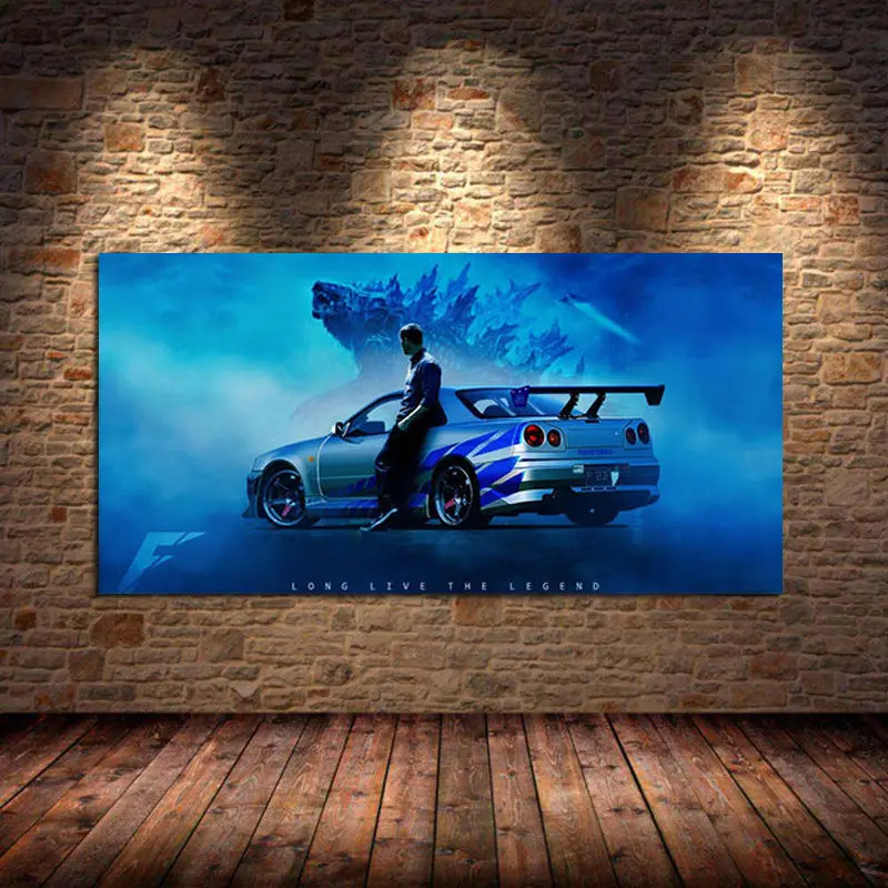 Nissan-Skyline-GTR-R34-Modern-Car-Canvas-Painting-Posters-and-Prints ...