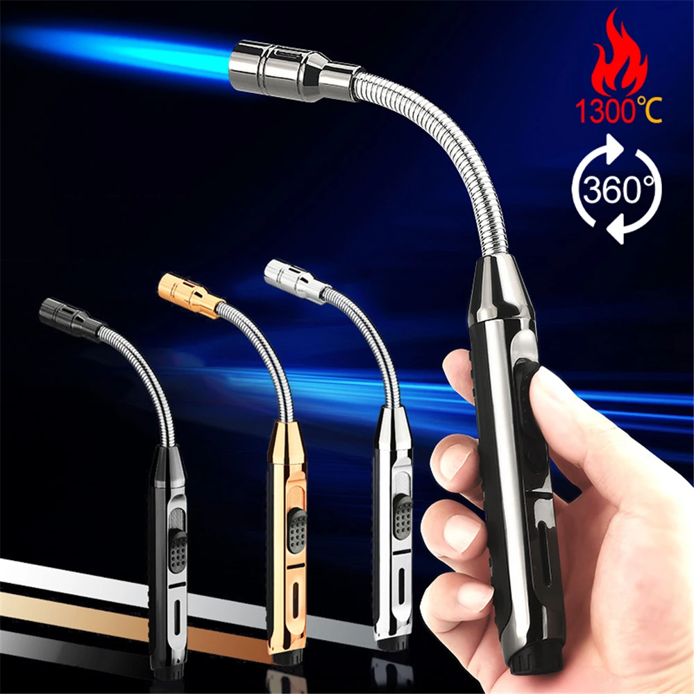Long Torch Turbo Gas Lighter Kitchen Metal Jet Flame Hose Lighter ...