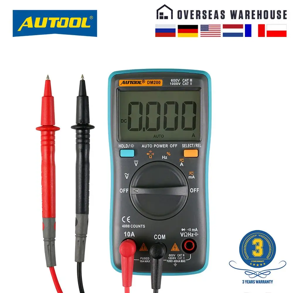 AUTOOL DM200 LCD Multimeter Digital AC DC Autoranging Spannung ...
