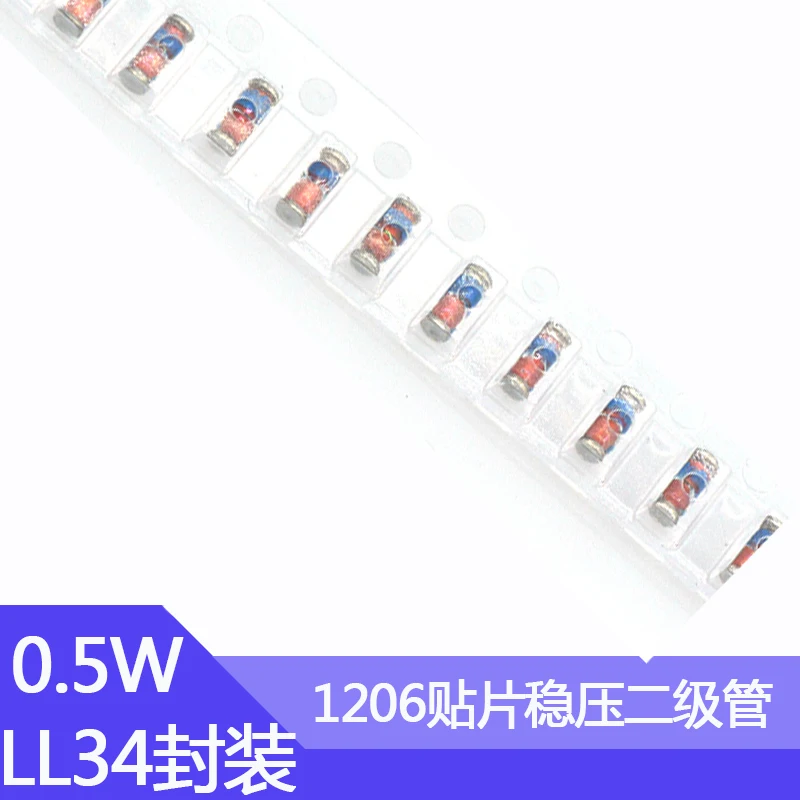100pcs 0.5w 1/2w Zener Diode Smd Ll34 Zmm2v4 Zmm2v7 Zmm3v Zmm3v3 Zmm3v6 ...
