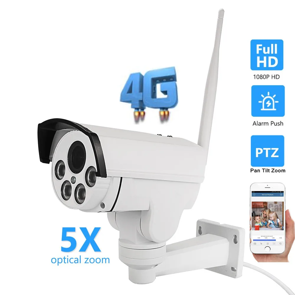 HD 3G 4G SIM Card 2MP 5MP IP Camera Wireless PTZ Pan Tilt Video Camera ...