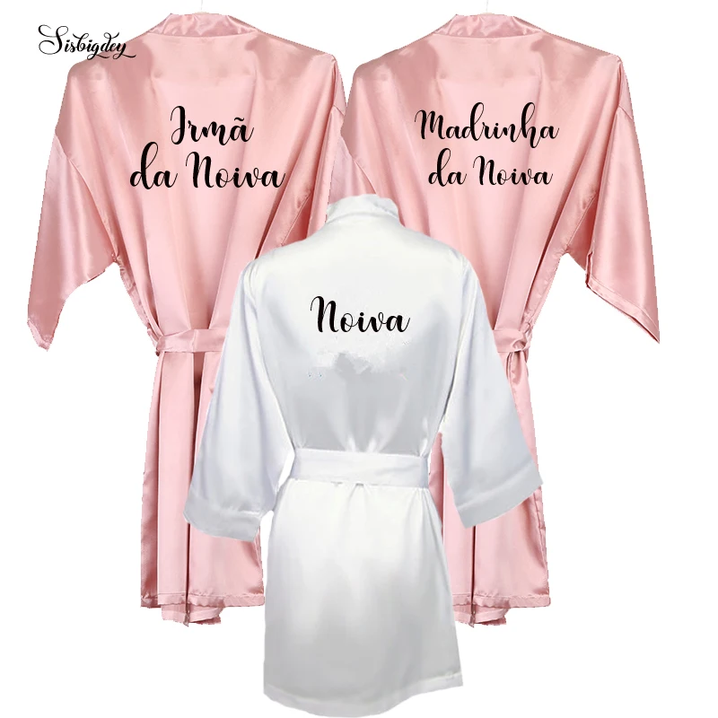 New Dusty Pink Noiva Bride Robe Women Madrinha Portugal