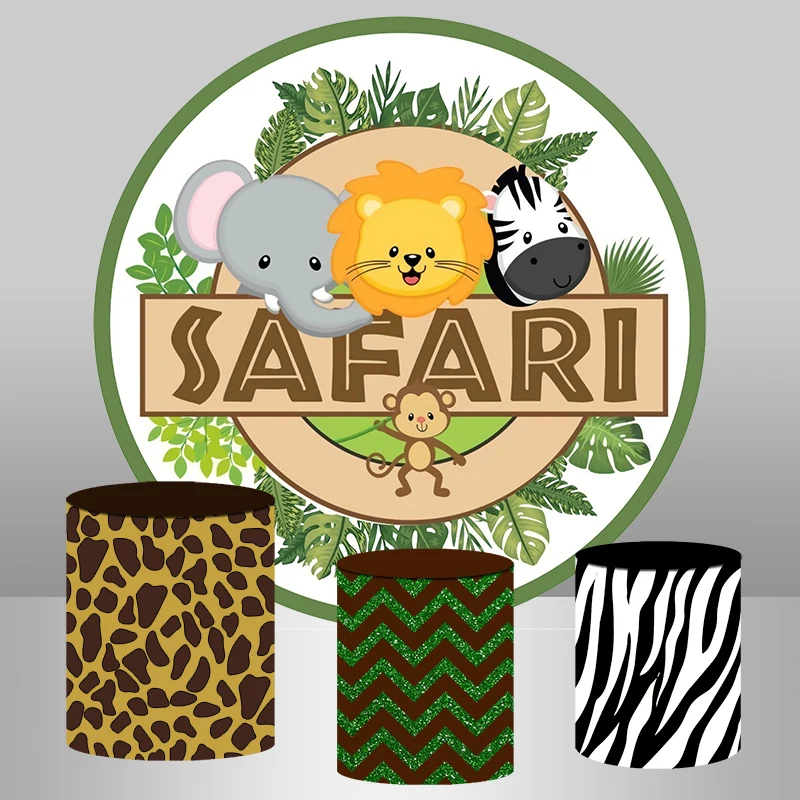 Jungle Safari Party Circle Round Backdrop Boy st Birthday Party ...