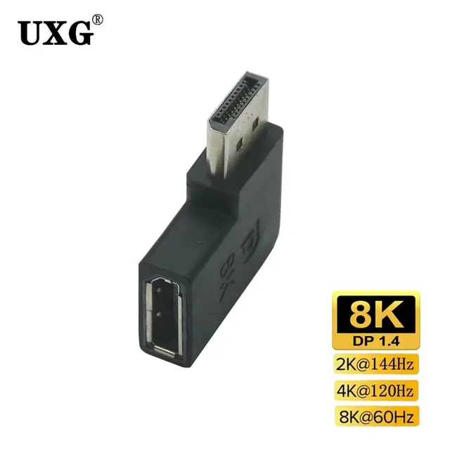 Displayport 1.4v 2K 4K 8K 60HZ adapter 90 degree Right angled DP Male to Female extend adapter ...