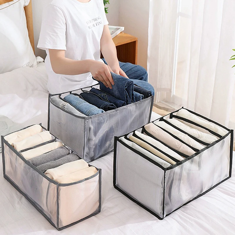 Jeans-compartment-storage-box-closet-clothes-drawer-mesh-divider-box ...