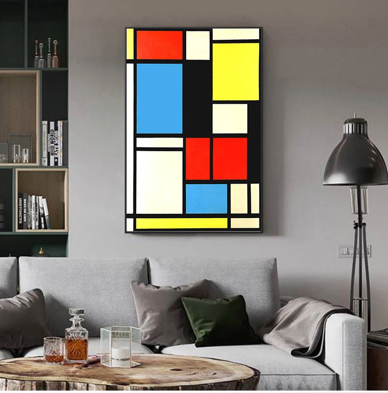 Wall Decor Home Decor Piet Cornelies Mondrian Classic Art Geometry Line ...