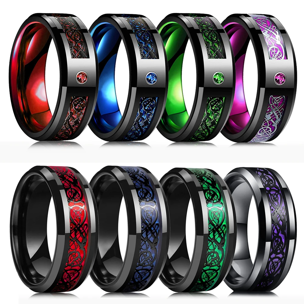 Fashion-Men-s-8mm-Black-Tungsten-Wedding-Celtic-Dragon-Rings-Inlaid ...