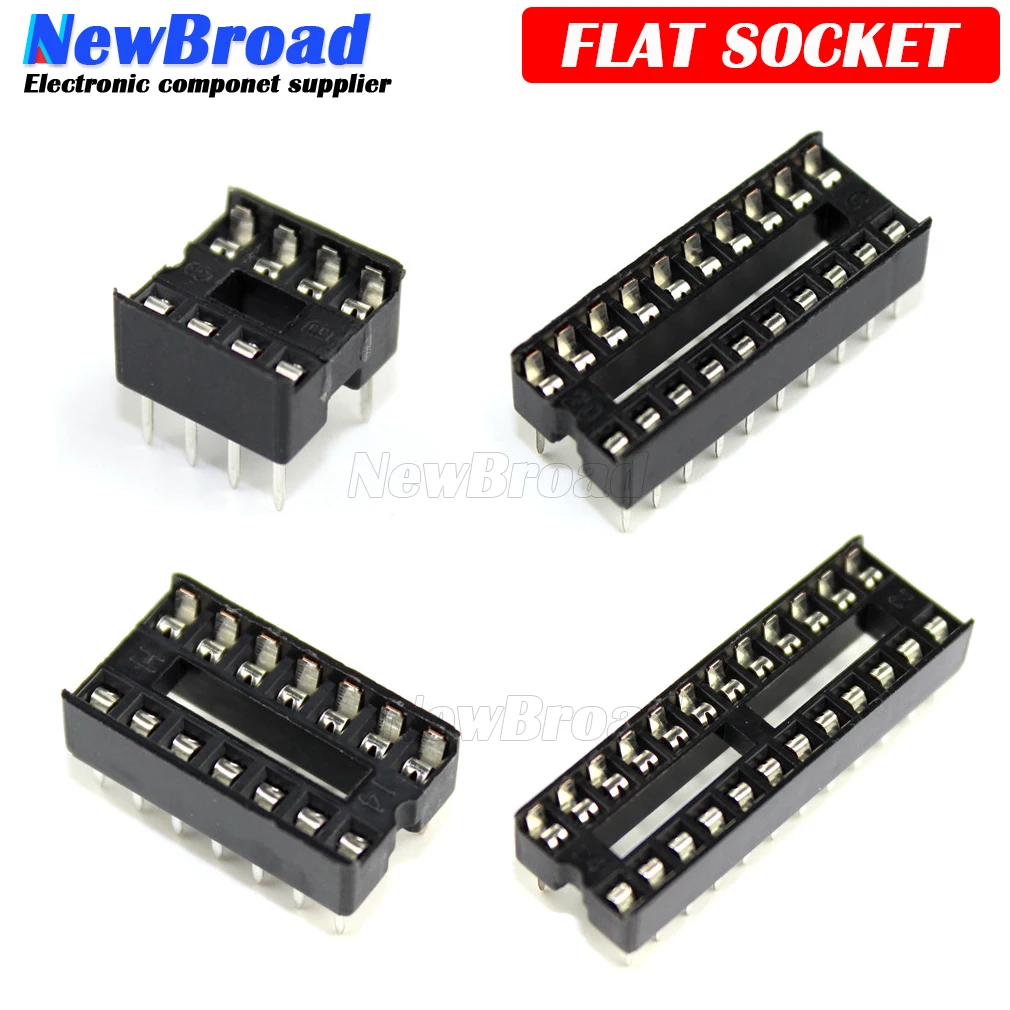10PCS-Flat-hole-IC-Sockets-DIP6-DIP8-DIP14-DIP16-DIP18-DIP20-DIP28 ...