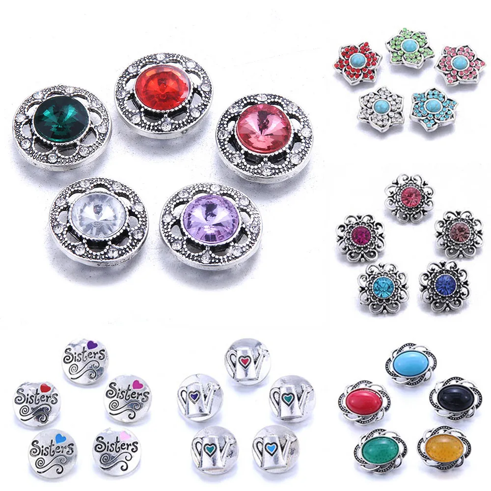 5Pcs/Lot Fashion Metal Snap Button Jewelry 18MM Crystal Snap Button ...