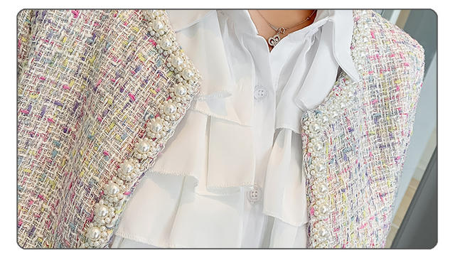 FREE SHIPPING Tweed Two Piece Set Short Jacket And Plaid Pleated A Line ...