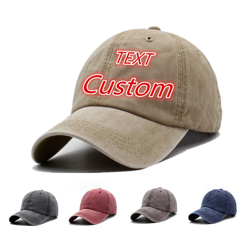 Custom-Baseball-Cap-Vintage-Distressed-Washed-Cotton-Dad-Hat-Cotton ...