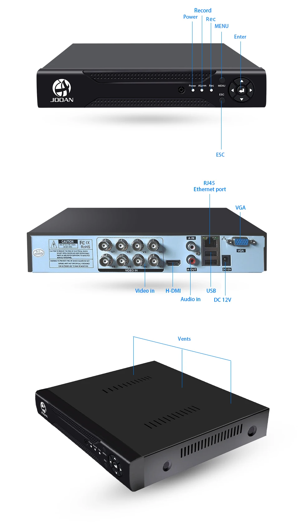 JOOAN 16CH DVR Surveillance Video HD-OUT P2P Cloud Video Recorder Home ...