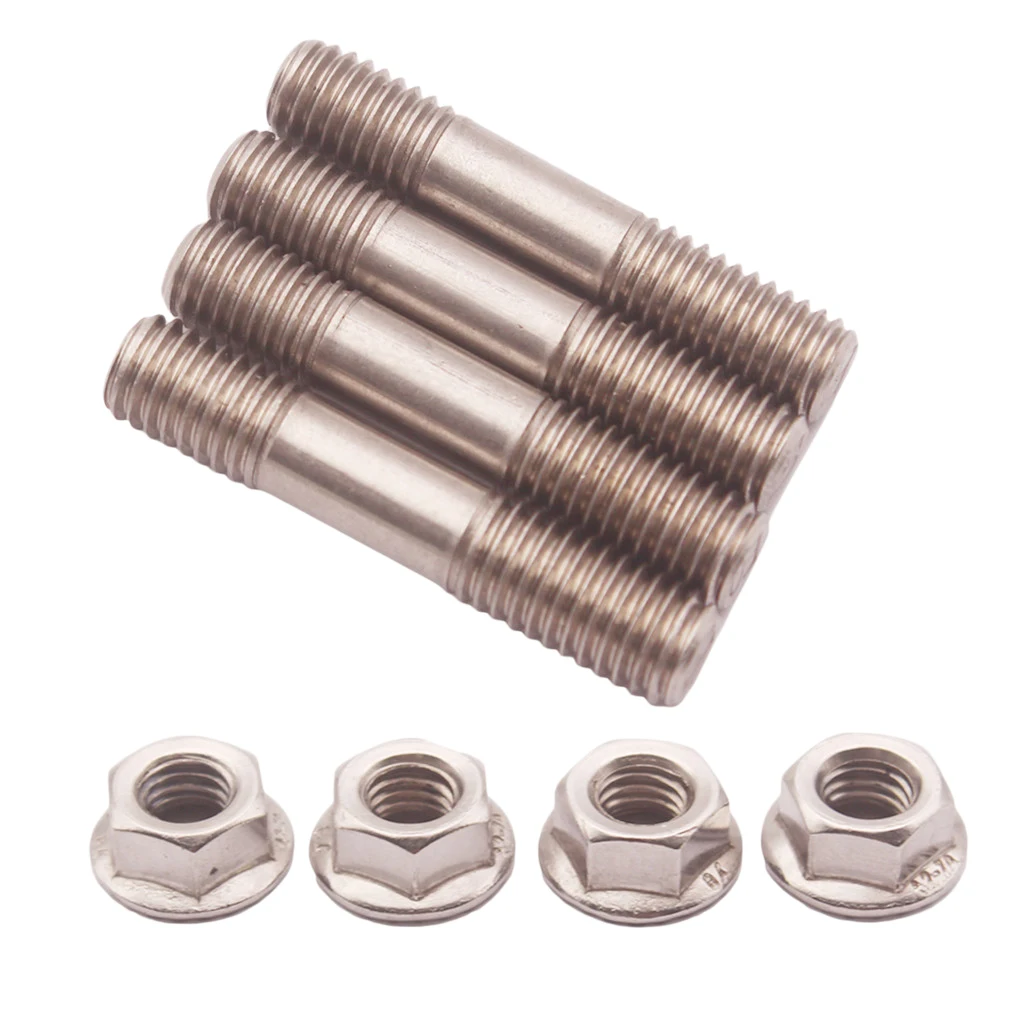4pcs/set 304 Ss M8x1.25 Stud & Flange Nuts 42mm For T25 T28 Turbo ...