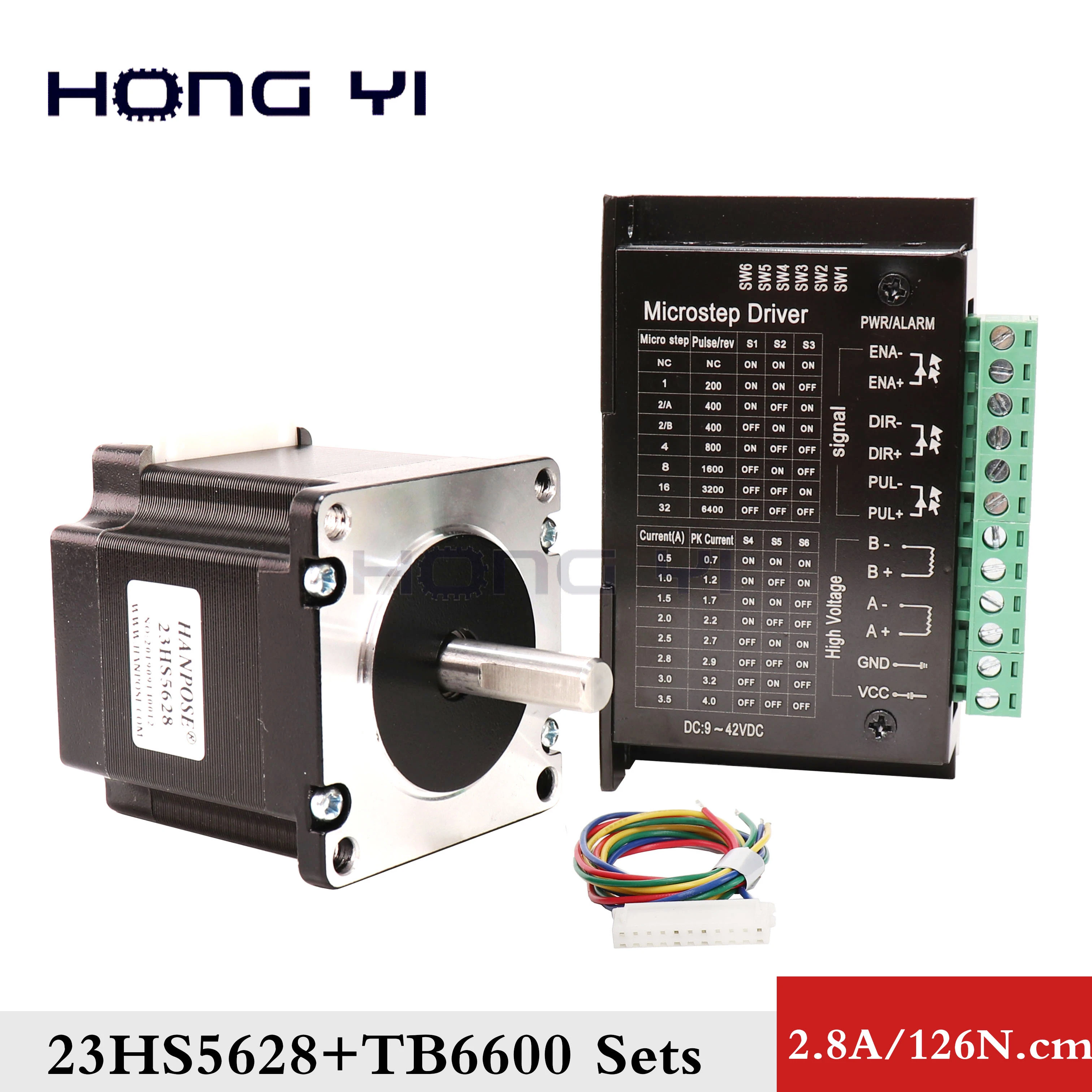 Free Shipping 23HS5628 2.8A 126N.cm Nema23 Stepper Motor driver TB6600 ...