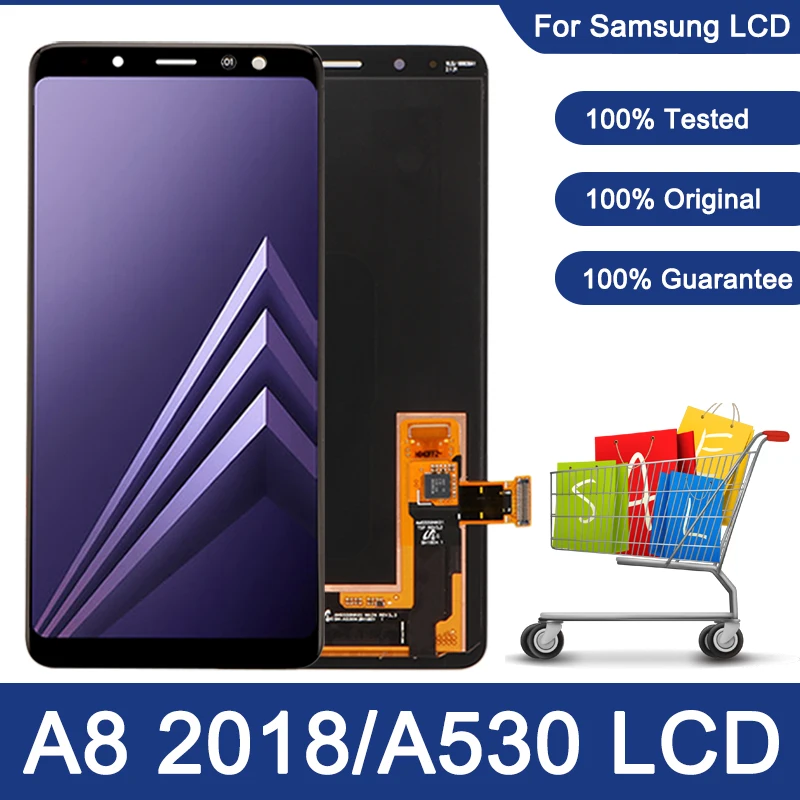 5.6 '삼성 갤럭시 A8 2018 A530 A530F SM A530DS LCD 디스플레이 터치 스크린 디지타이저 어셈블리 부품에 대 한 슈퍼 AMOLED 교체|휴대폰 ...