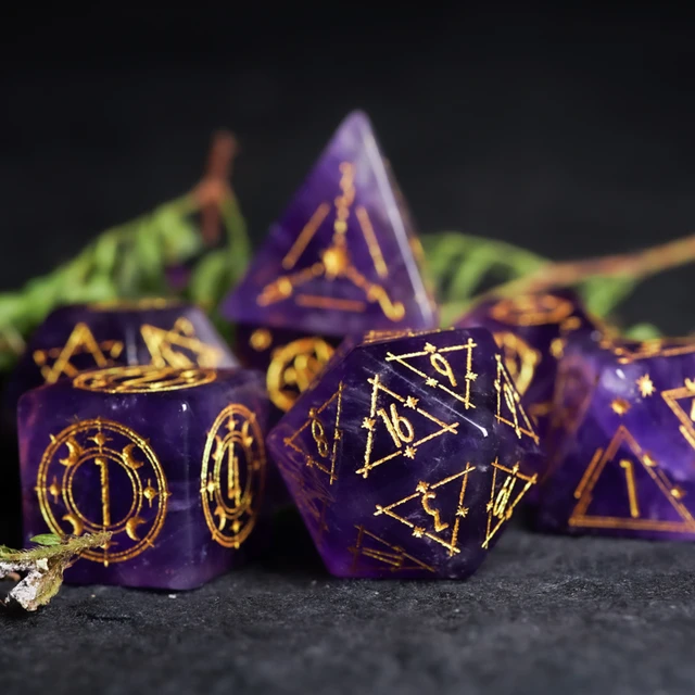 Haxtec Raised Number Obsidian Gemstone Dice Set, 49% OFF