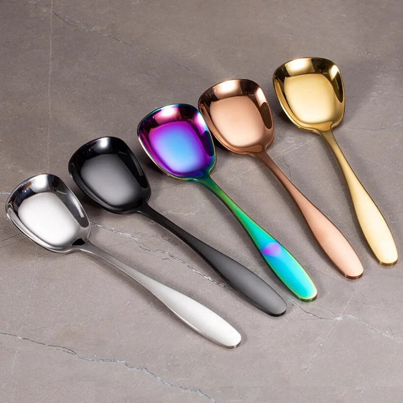 304# Stainless Steel Tableware Flat Bottom Spoon Multicolour - Rice ...